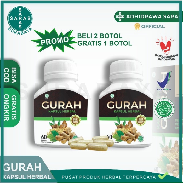 Jual Beli 2 GRATIS 1 Gurah Herbal Kapsul Terapi Pernapasan Penghilang ...