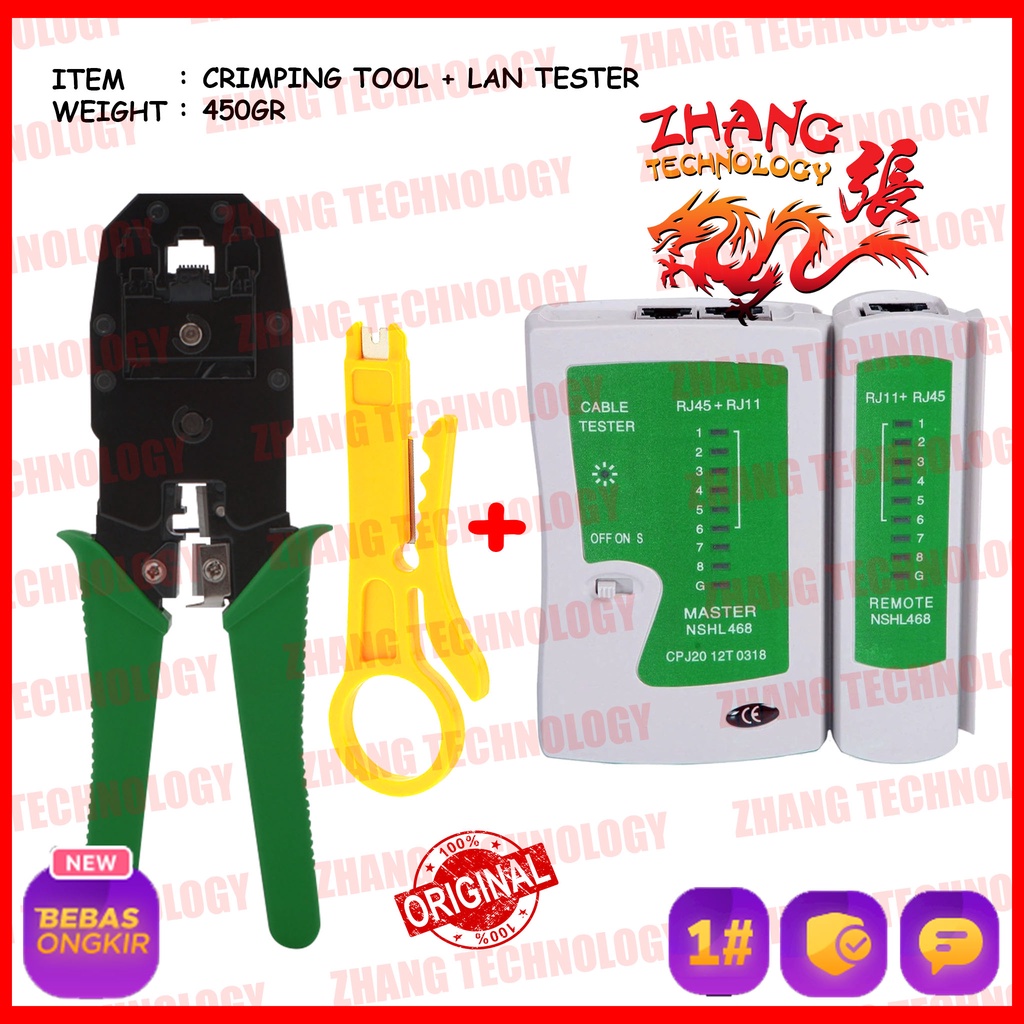Jual LAN TESTER + CRIMPING TOOL ALAT PENGUJI KABEL LAN RJ45 RJ11 ...