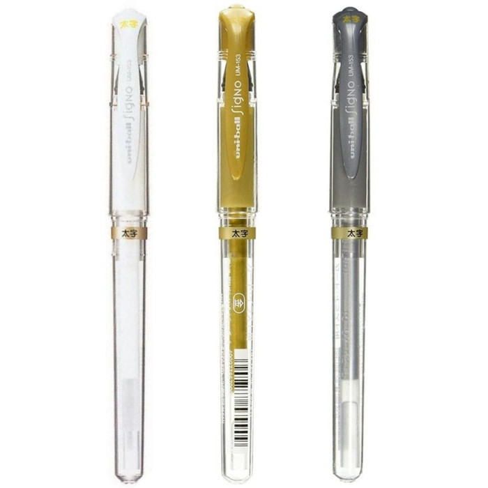 Jual PULPEN GEL PEN TINTA EMAS PERAK PUTIH WHITE GOLD SILVER UNIBALL UM ...