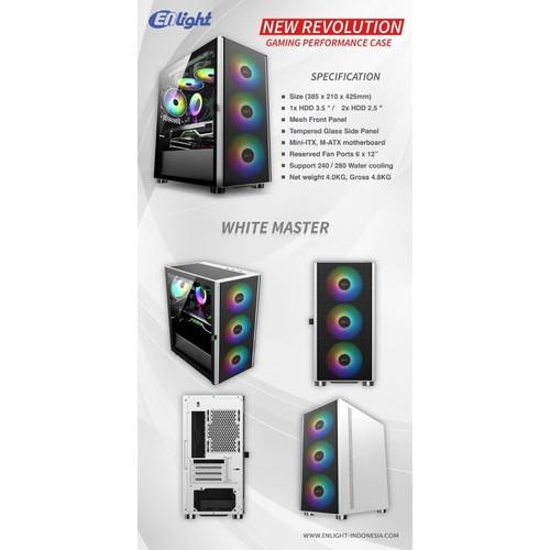 Jual Gaming Case Enlight White Master mATX Mesh Temper glass | Shopee ...