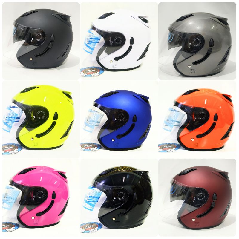 Jual HELM ARL CENTRO DOUBLE VISOR MODEL JP10 WARNA POLOS HALF FACE SNI ...