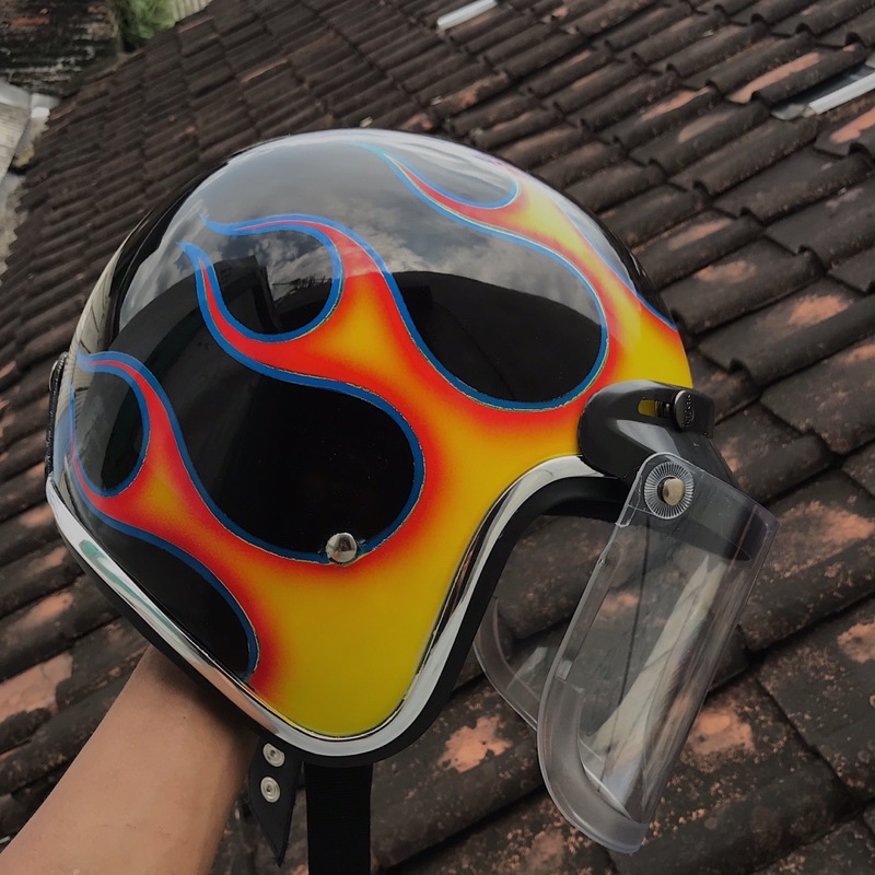 Jual Helm Custom Flame - Helm Custom Chopper Bobber Vespa | Shopee ...