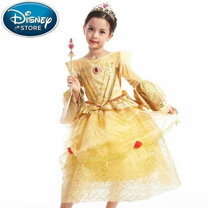 Jual NR Dress Kostum Gaun Princess Belle Kuning Emas Beauty and The ...