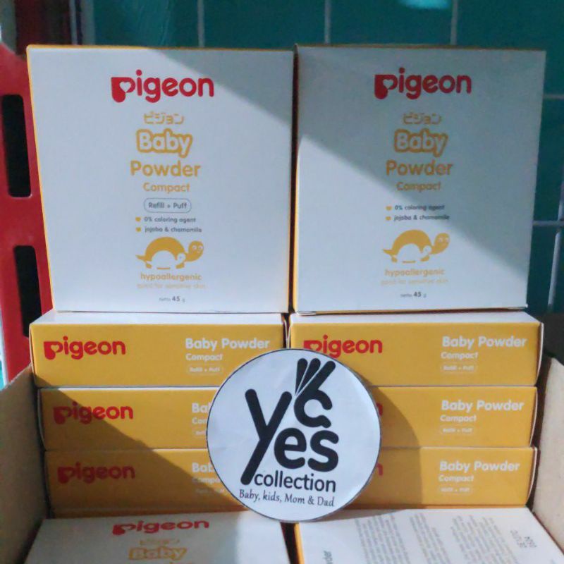 Jual Bedak Padat bayi pigeon 45 g baby powder compact refill plus puff ...