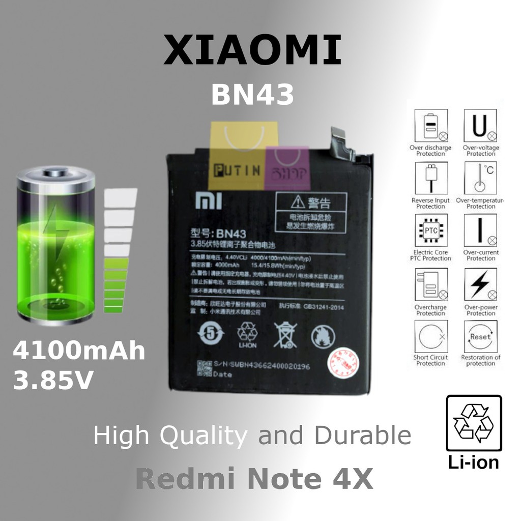 Jual (P) Baterai batre battery Xiaomi Redmi Note 4X / BN43 | Shopee ...