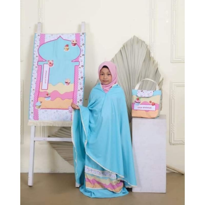 Jual Custom Set Mukena 2in1 dan Sajadah Motif Cupcake merk Lovelana ...