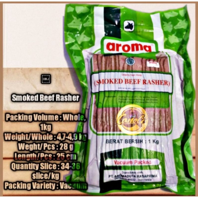 Jual aroma smoked beef rasher 1kg / sapi / daging asap halal / bali ...