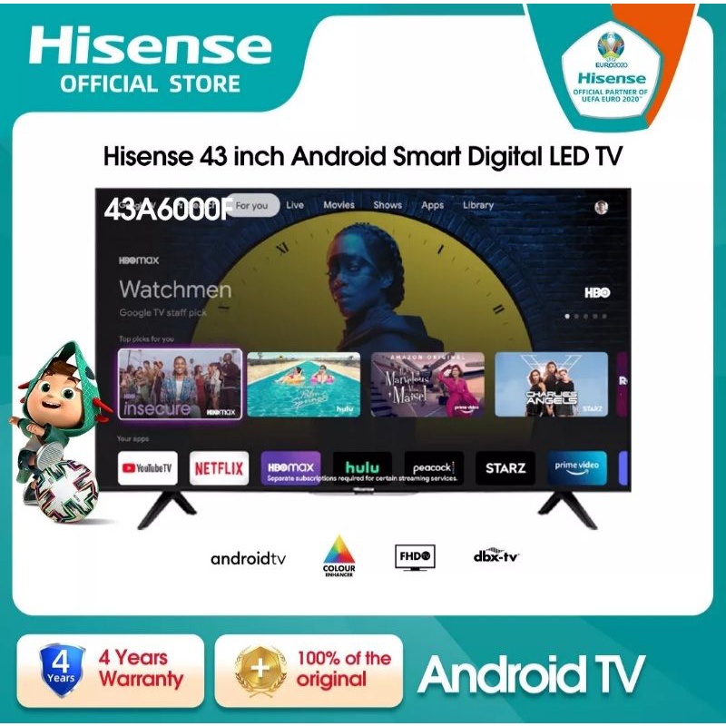 Jual LedTv 43" AndroidTv9 SmartTv HISENSE Android TV 43A6000F ...