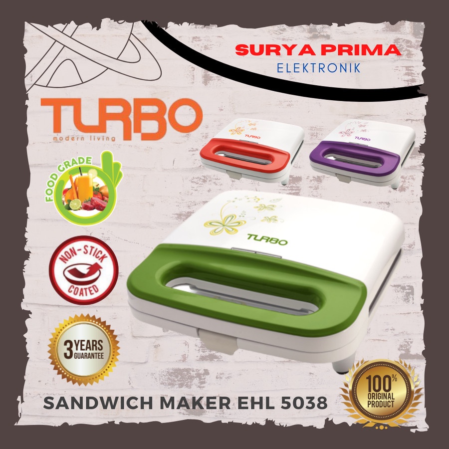 Jual Turbo EHL5038 Sandwich Maker (Pemanggang Listrik Roti) | Shopee ...