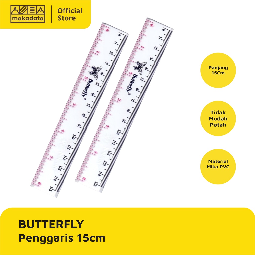Jual PENGGARIS / GARISAN BUTTERFLY 15 CM MIKA PVC (1 PCS) MURAH ...