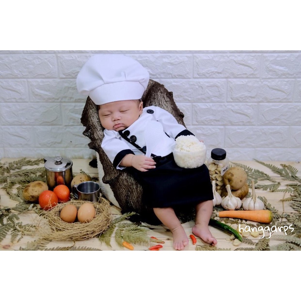 Jual Kostum Koki Cowok Anak Unik/Kostum Anak/kostum koki newborn/baju koki murah | Shopee Indonesia