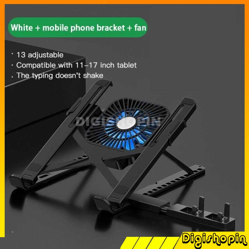 Jual Stand Laptop + Kipas Pendingin Dengan Phone Holder Foldable ...