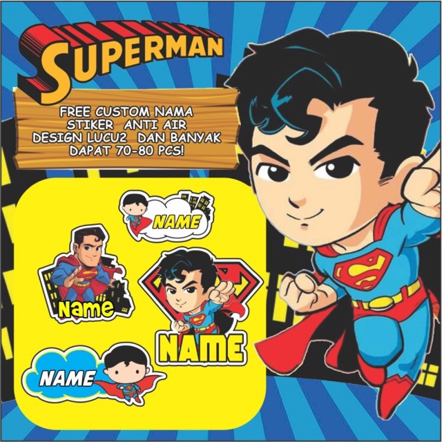 Jual STIKER NAMA SUPERMAN / STICKER LABEL NAMA | Shopee Indonesia
