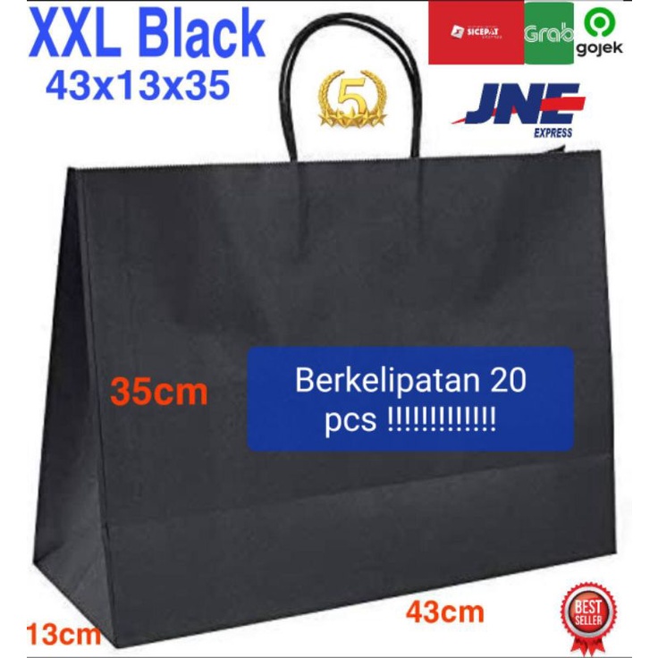 Jual Paperbag Kertas Hitam|Goddie Bag Take Away Kertas Hitam uk XXL ...