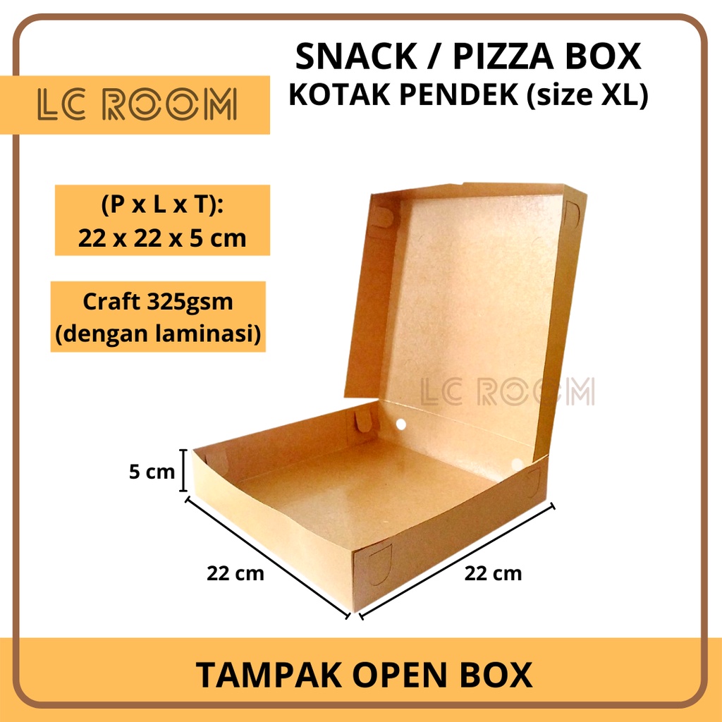 Jual PAPER SNACK BOX PAPER BOX PIZZA 22 22 5 cm KOTAK PENDEK DUS ...