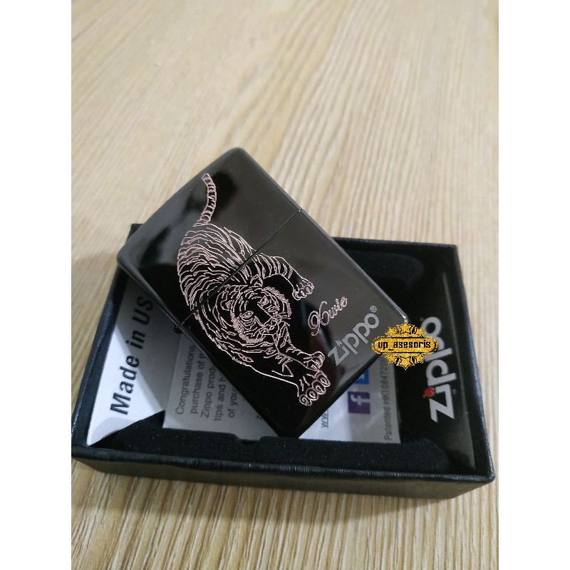 Jual Zippo atau Korek Api Custom ukir grafir Logo Macan | Shopee Indonesia