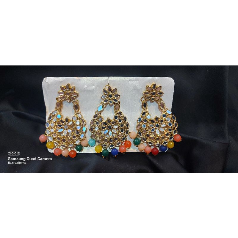 Jual anting set india / anting dengan bindia set / bindi / anting india ...