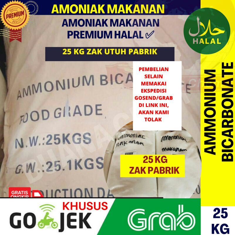 Jual Amoniak Makanan 25 KG ZAK KHUSUS GOSEND HALAL/Amoniak Kue ...