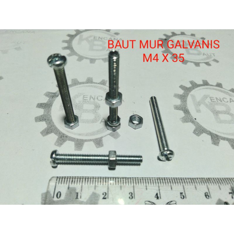 Jual BAUT MUR JP M4 X 35 GALVANIS KUNCI OBENG PLUS PANJANG 3,5 CM | Shopee Indonesia