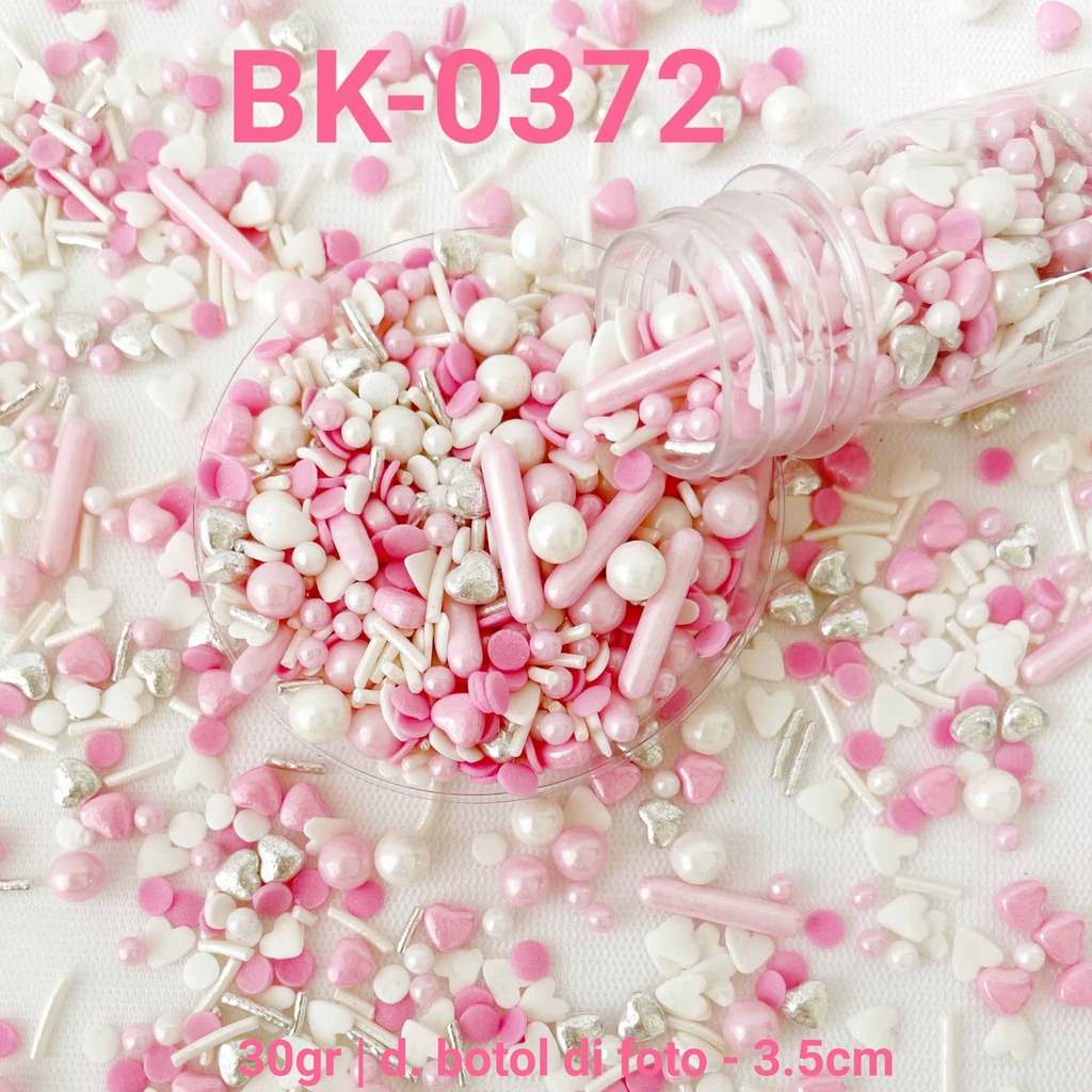Jual BK-0372 Sprinkles springkel 30gr putih pink love hati valentine ...