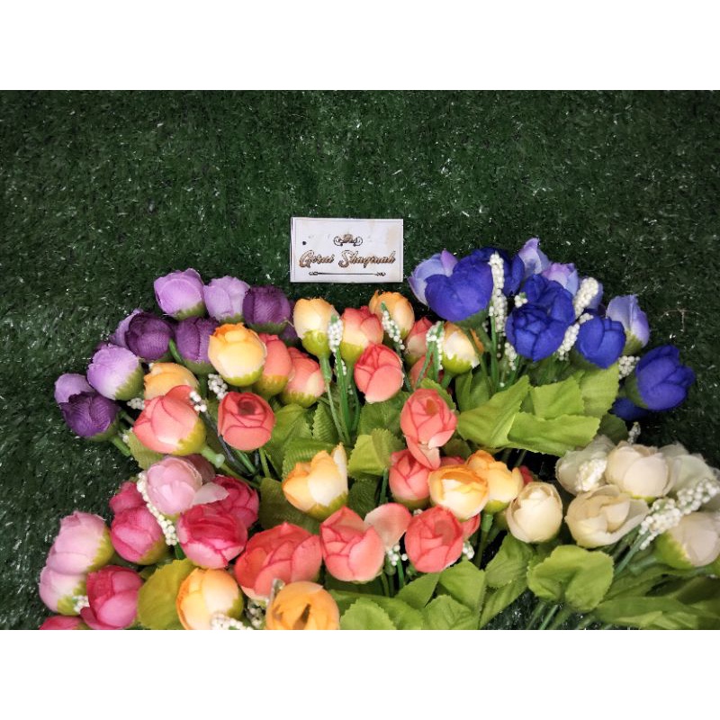 Jual ( 15 kuntum ) mawar mini / ranunculus bunga artificial || bunga ...