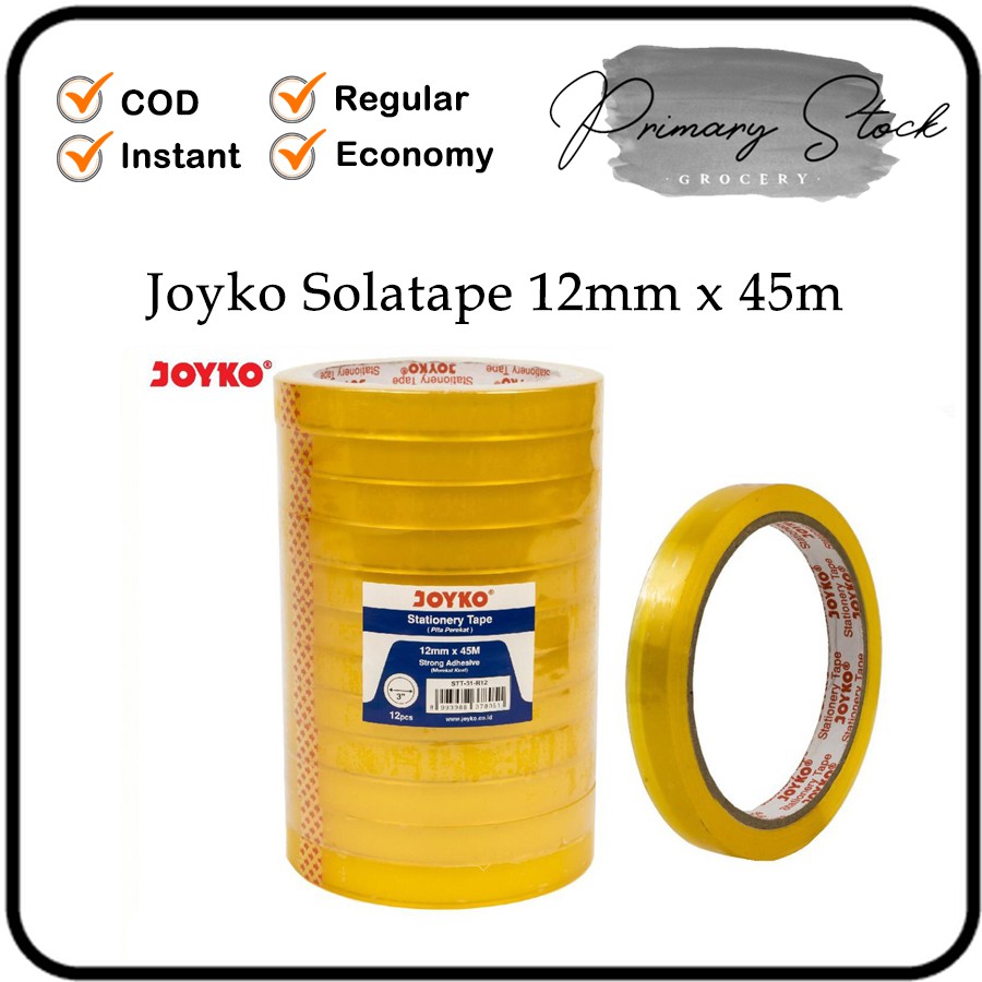 Jual Selotip Selotape Isolasi Bening Setengan 1/2 inch Joyko STT 31 R12 ...