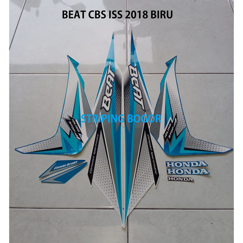 Jual Stiker Striping Motor Honda Beat CBS ISS 2018 Lis Warna Biru Putih ...
