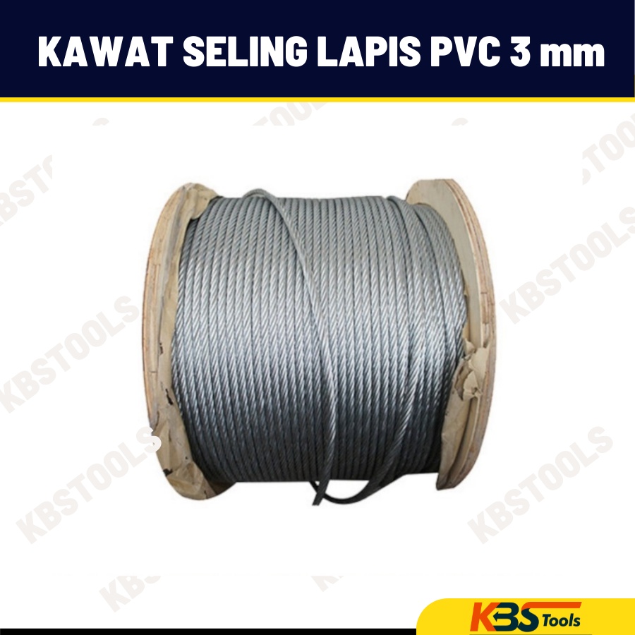 Jual Kawat Seling GALVANIS Lapis Plastik PVC 2 x 3 mm Tali Sling Baja Meteran | Shopee Indonesia