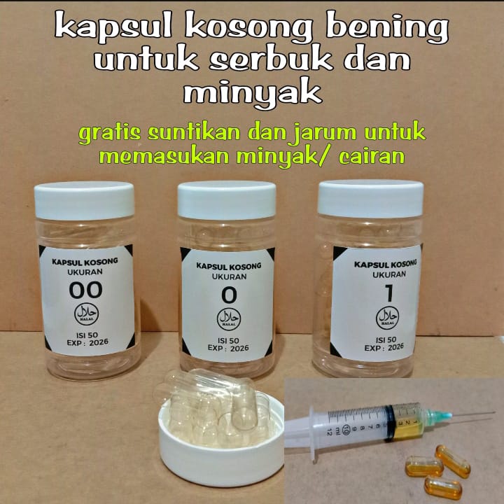 Jual Kapsul kosong No 00, 0, 1 Cangkang Kapsul Bening GELATIN Halal ...