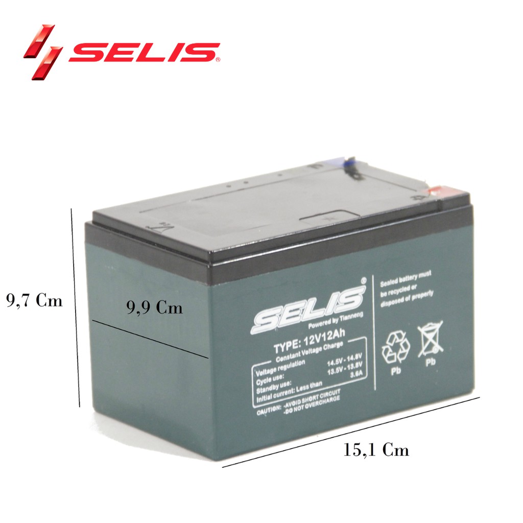 Jual SELIS - Battery 12 Volt 12 Ah ( Baterai Sepeda listrik Universal ...