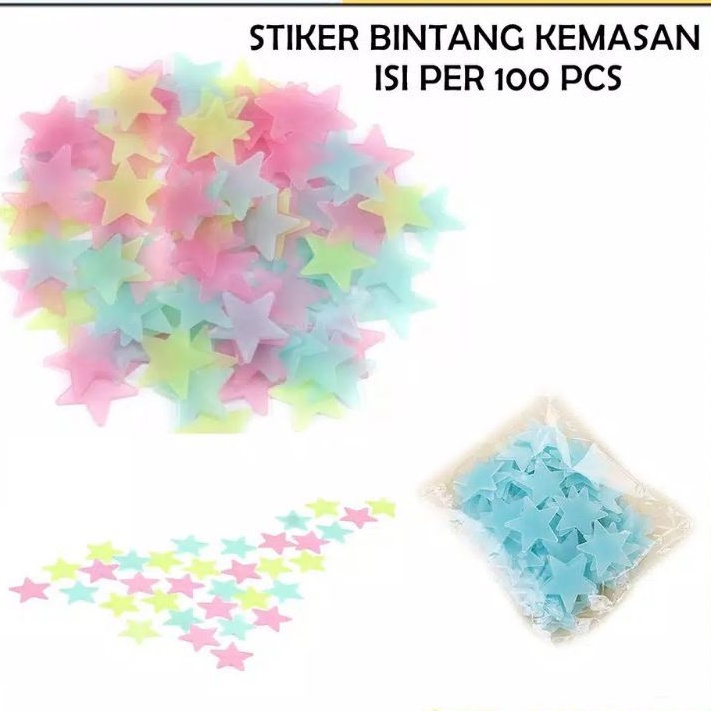 Jual Stiker Bintang Per 100pcs / Stiker Dinding / Glow In The Dark Star ...