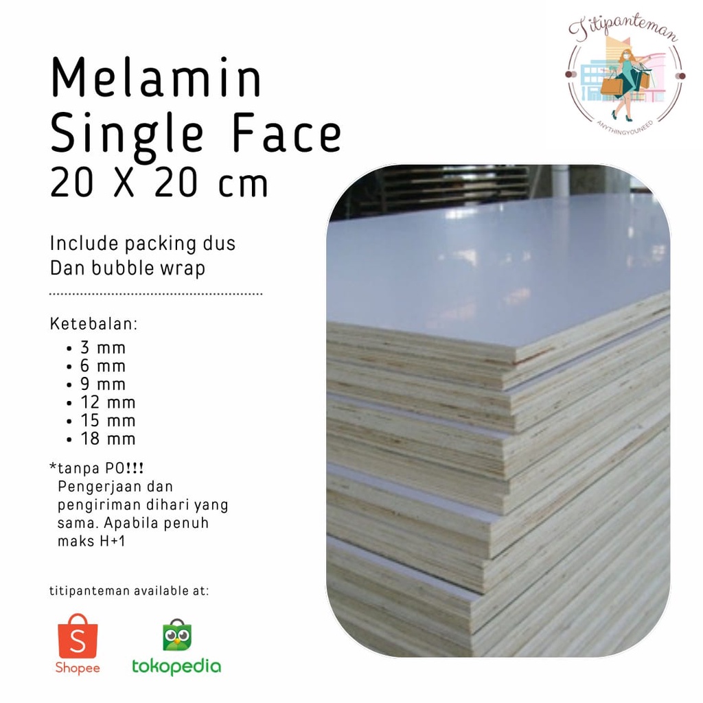 Jual TRIPLEK / MULTIPLEK / PLYWOOD Melamin Single Face 6 mm 6mm (20 X ...