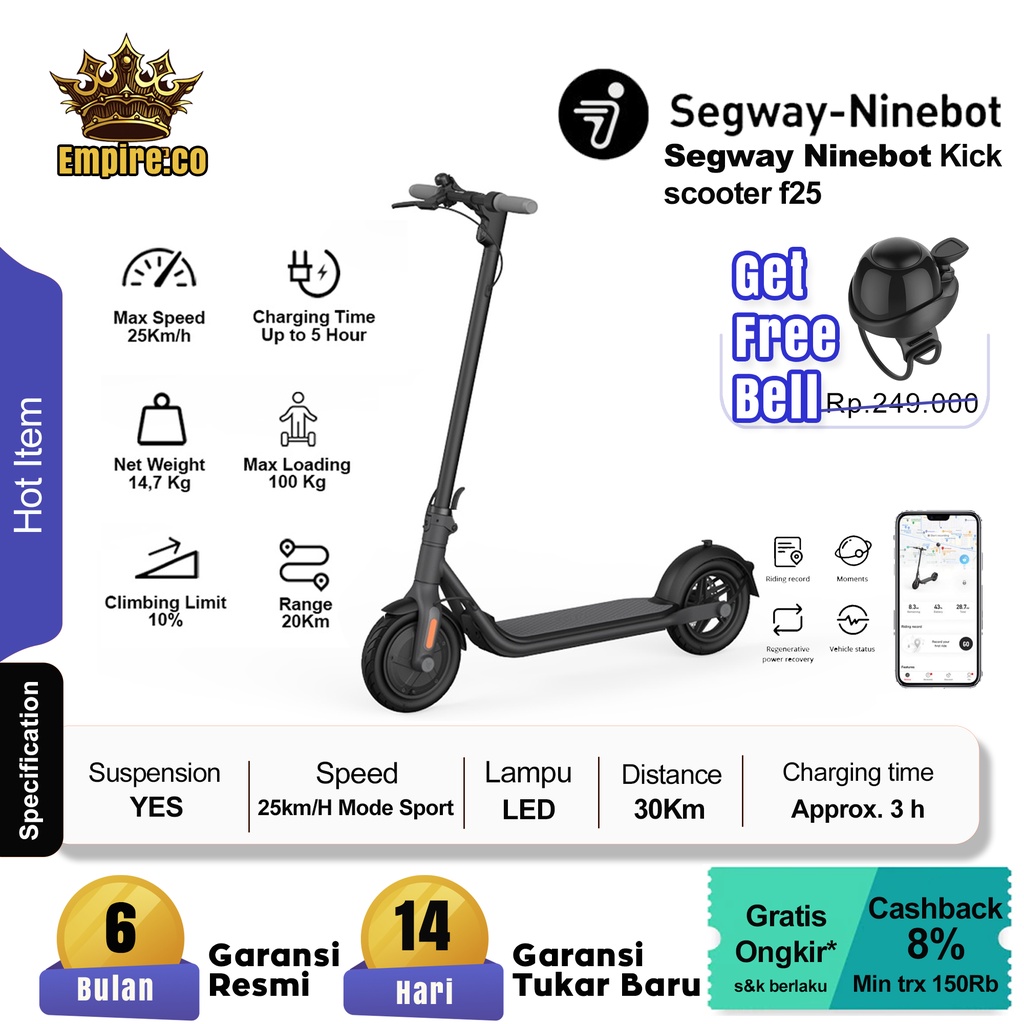 Jual Segway Ninebot KickScooter F25 Skuter Listrik Lipat | Shopee Indonesia