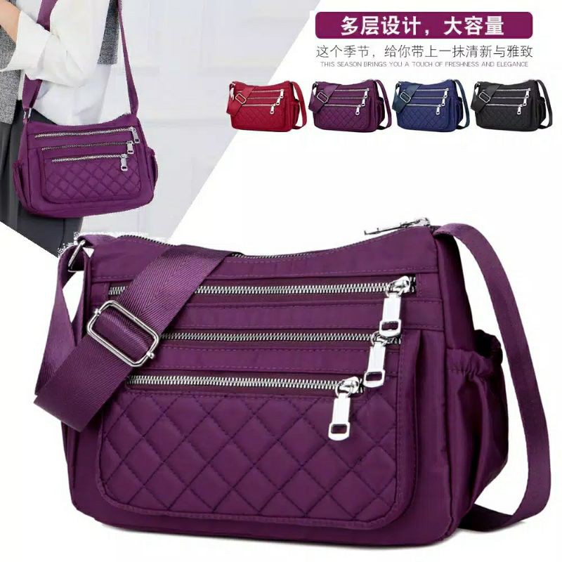 Jual TUGUFAMILY - COD SALE - TAS SELEMPANG KOREAN WANITA RESLETING TIGA ...
