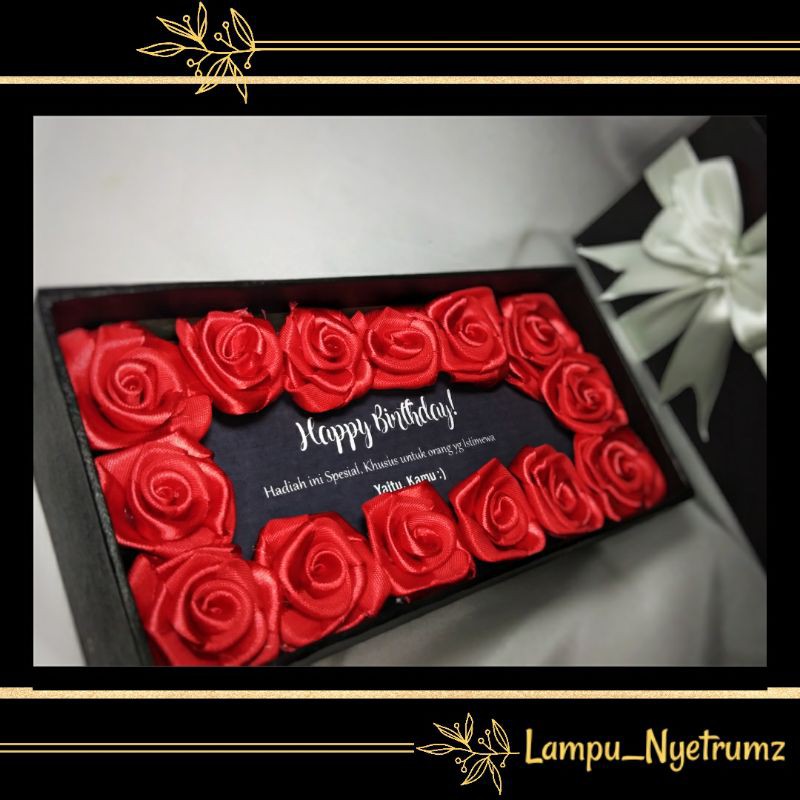 Jual Bucket bunga mawar satin Buket bunga mawar box flower box kado ...