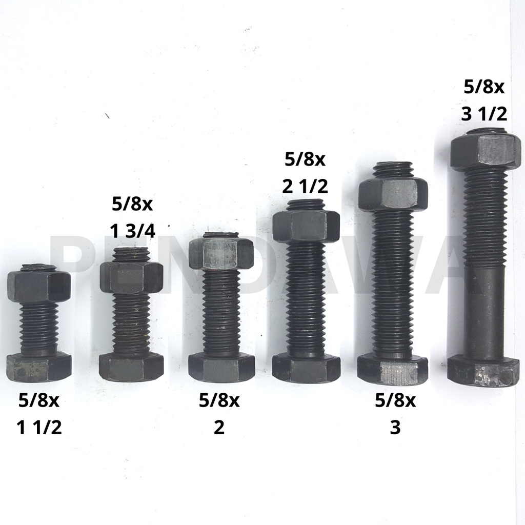 Jual Baut Mur NC 5/8 x 2" Hitam / BN NC 5/8 x 2 inch Hitam Merk TMS ...