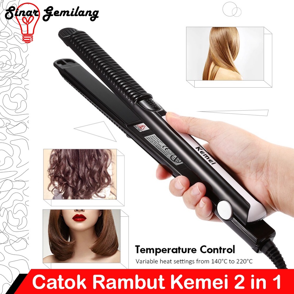 Jual Catok Pelurus Rambut Kemei KM-2139 Catokan Rambut 2 in 1 Lurus ...