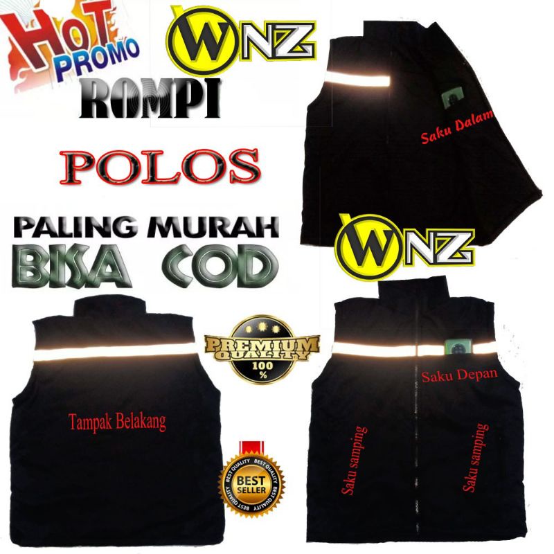 Jual Promo!!! Rompi Polos Hitam Pasti Memuaskan / Rompi Custom / Rompi ...