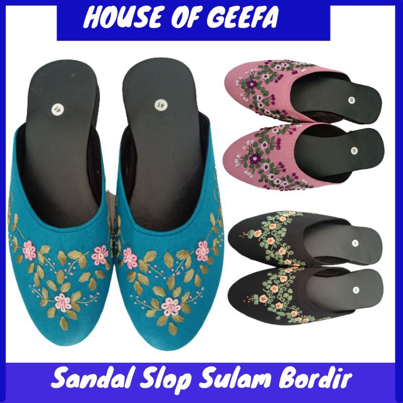 Jual SEPATU FLAT SHOES SELOP BORDIR SULAM ETNIK UNIK MODERN KEKINIAN ...