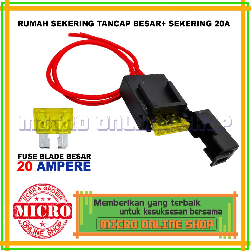 Jual Fuse Holder Blade Besar Motor Mobil + Sekering Tancap 20 Ampere ...