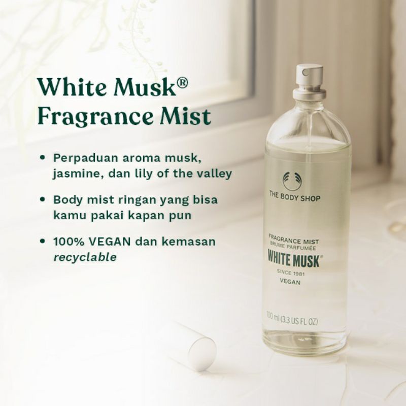 Jual The Body Shop white musk body mist vegan | Shopee Indonesia