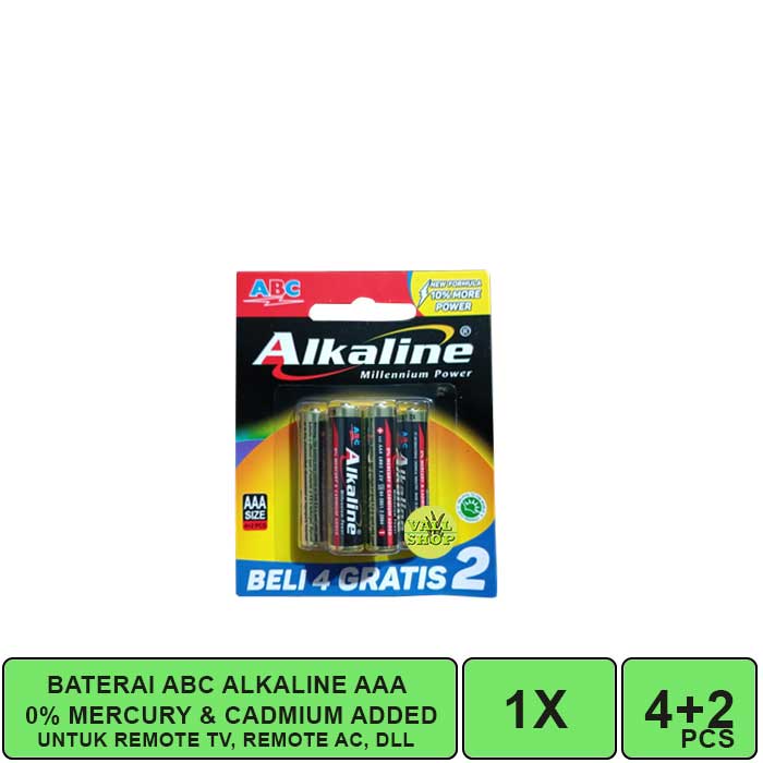 Jual VSHOP. BATERAI ABC ALKALINE AA / ABC ALKALINE AAA ISI 4+2 PCS | Shopee Indonesia