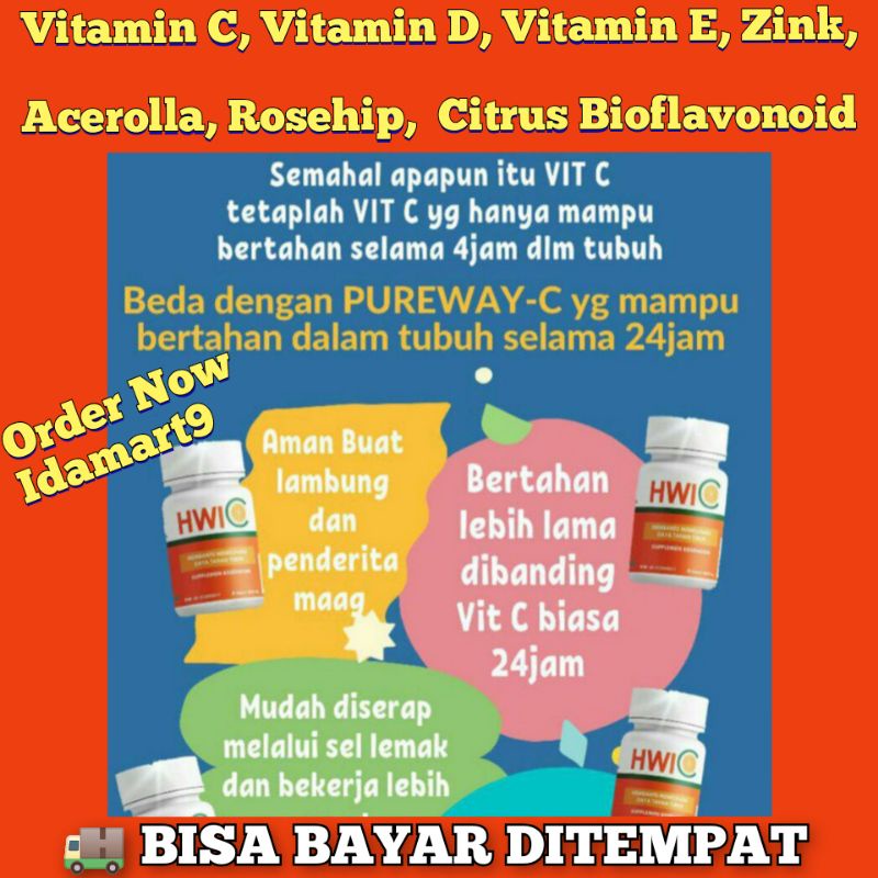 Jual (COD) HWI- VITAMIN C LENGKAP DENGAN VITAMIN D E ZINC BIOFLAVONOID ...