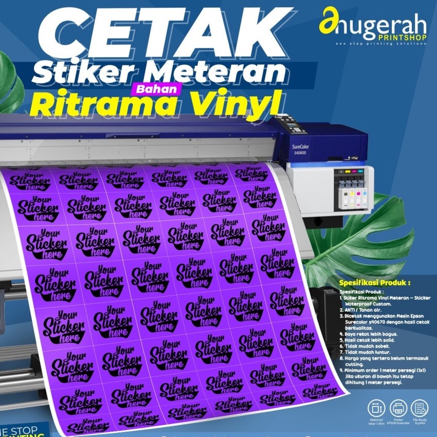 Jual Cetak Stiker Ritrama Vinyl Meteran - Sticker Waterproof Custom ...