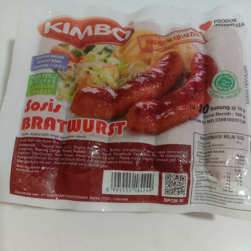 Jual SOSIS BAKAR KIMBO MINI/JUMBO BRATWURST 500 GR ISI 10 BATANG ...