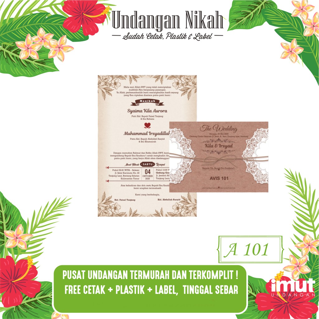 Jual Undangan Pernikahan Sudah Cetak Avis 101 Harga Murah | Shopee ...