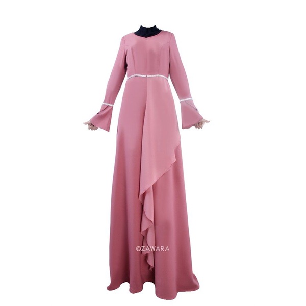 Jual 27172 Contrast Ruffle Long Dress (PINK, PURPLE) | Shopee Indonesia