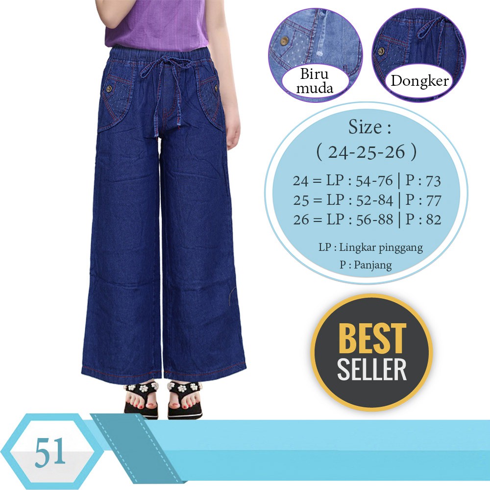 Jual Celana Kulot Jeans Anak 6-12 tahun Celana Panjang Anak Perempuan Pinggang Karet | Shopee ...