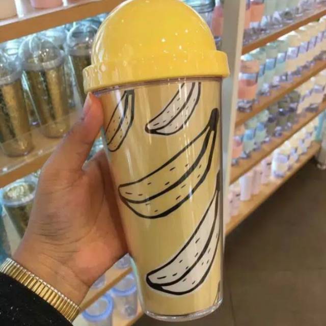 Jual Gelas Minuman Tumblr Miniso Pisang with straw 420 ml | Shopee ...