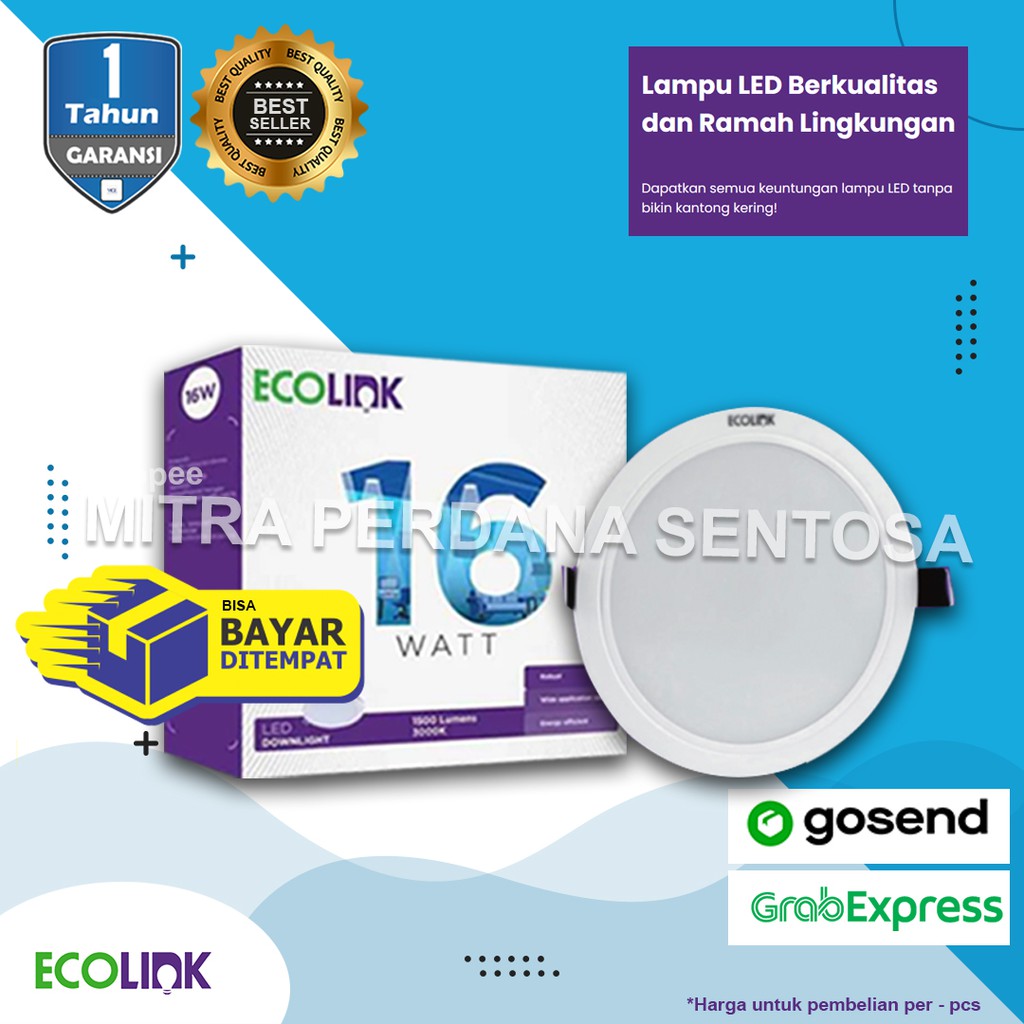 Jual Lampu Downlight LED Panel Tipis Bulat Inbow Down Light ECOLINK 16 ...